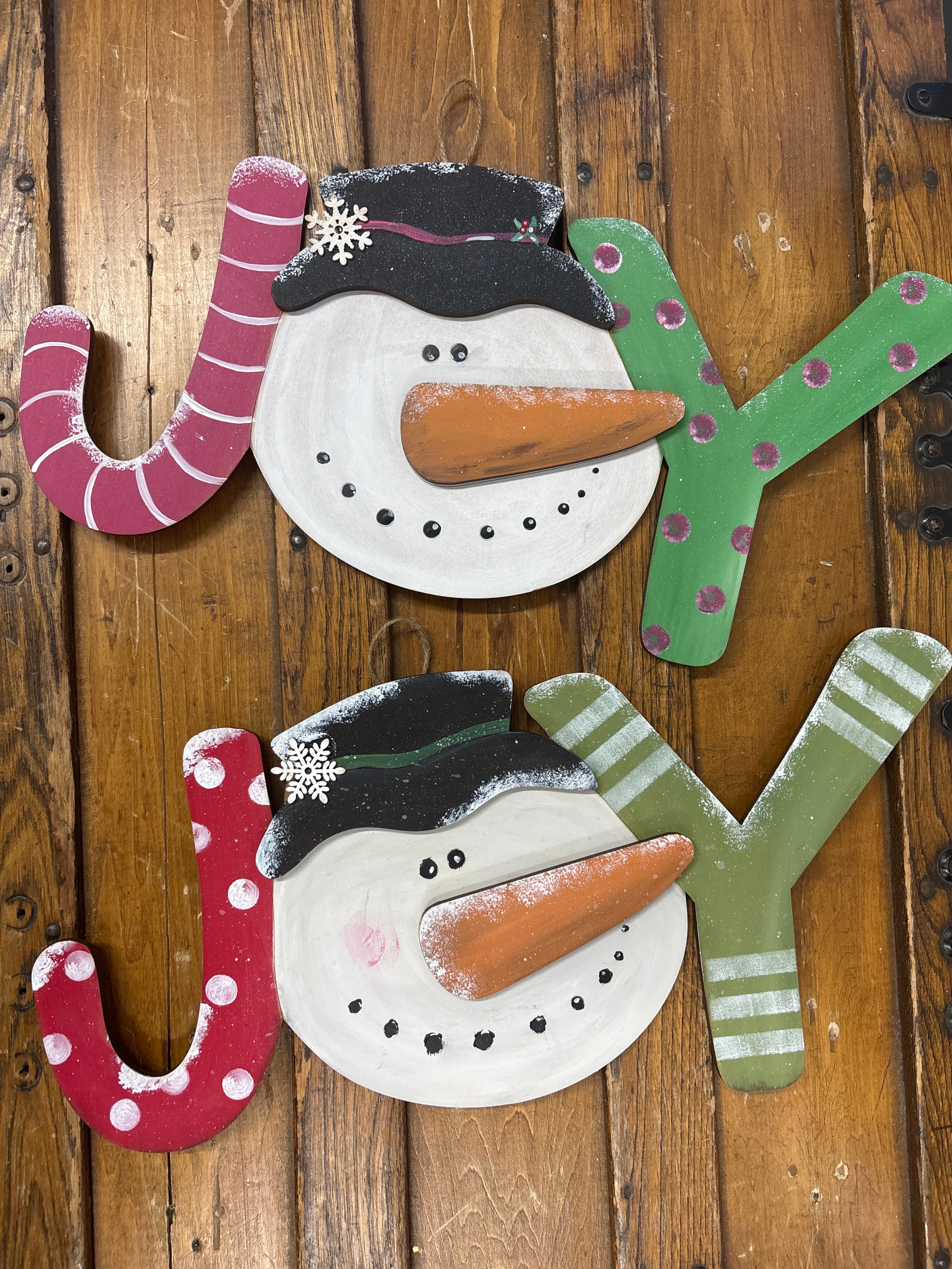 Snowman Joy Sign – Flowers and Gray
