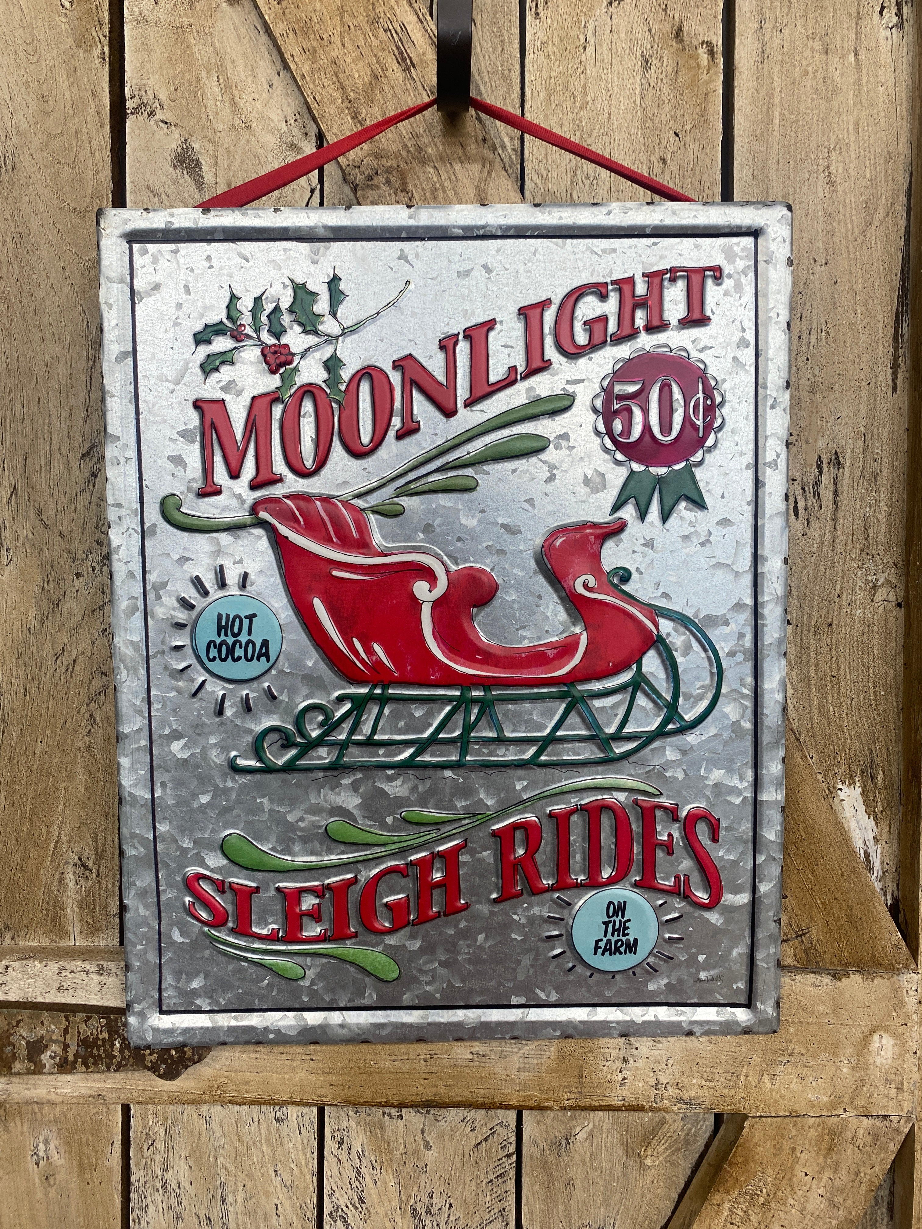 Moonlight Sleigh Rides Metal Artwork – Flowers and Gray