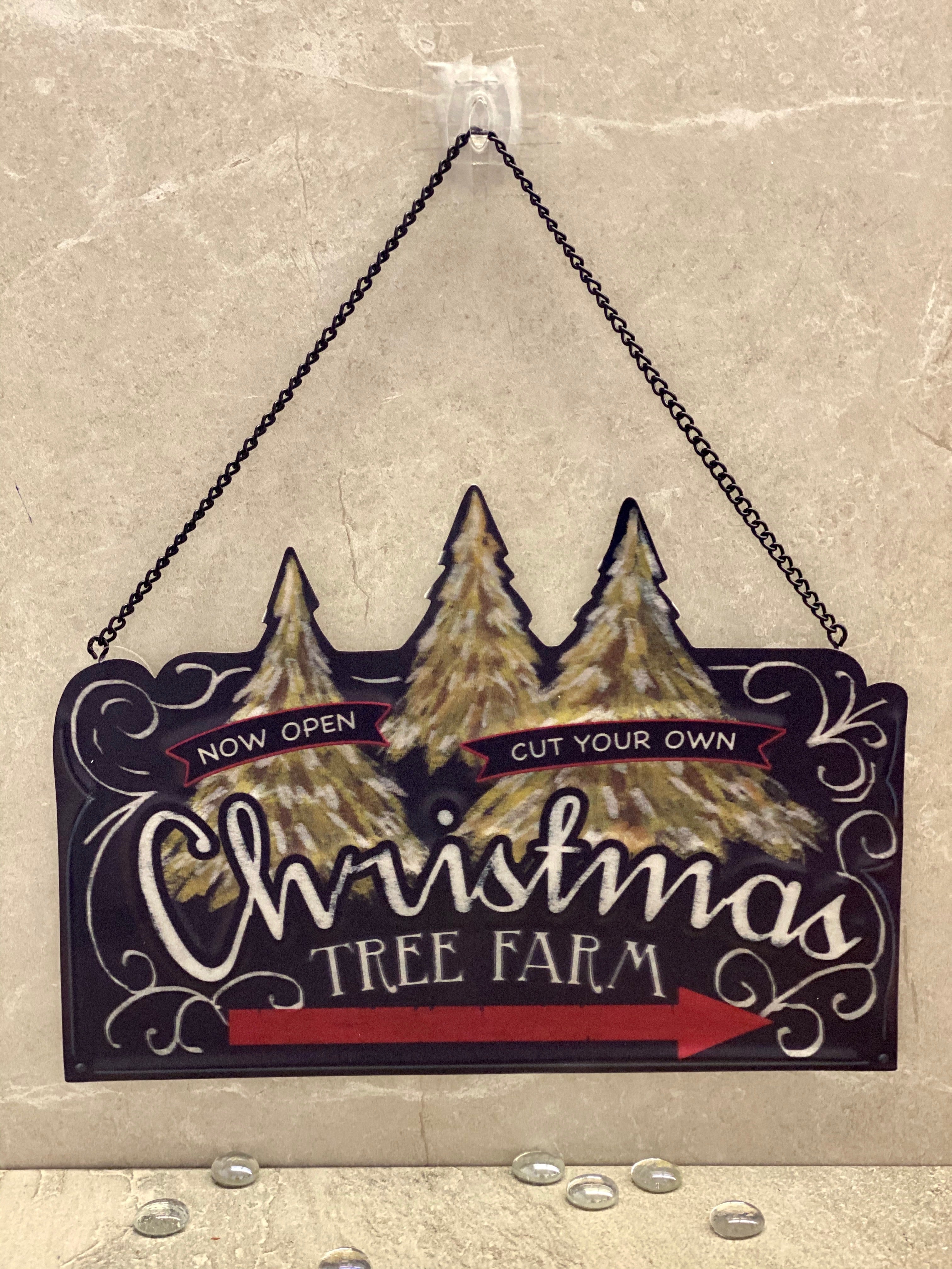 Metal Tree Farm Sign – Flowers and Gray