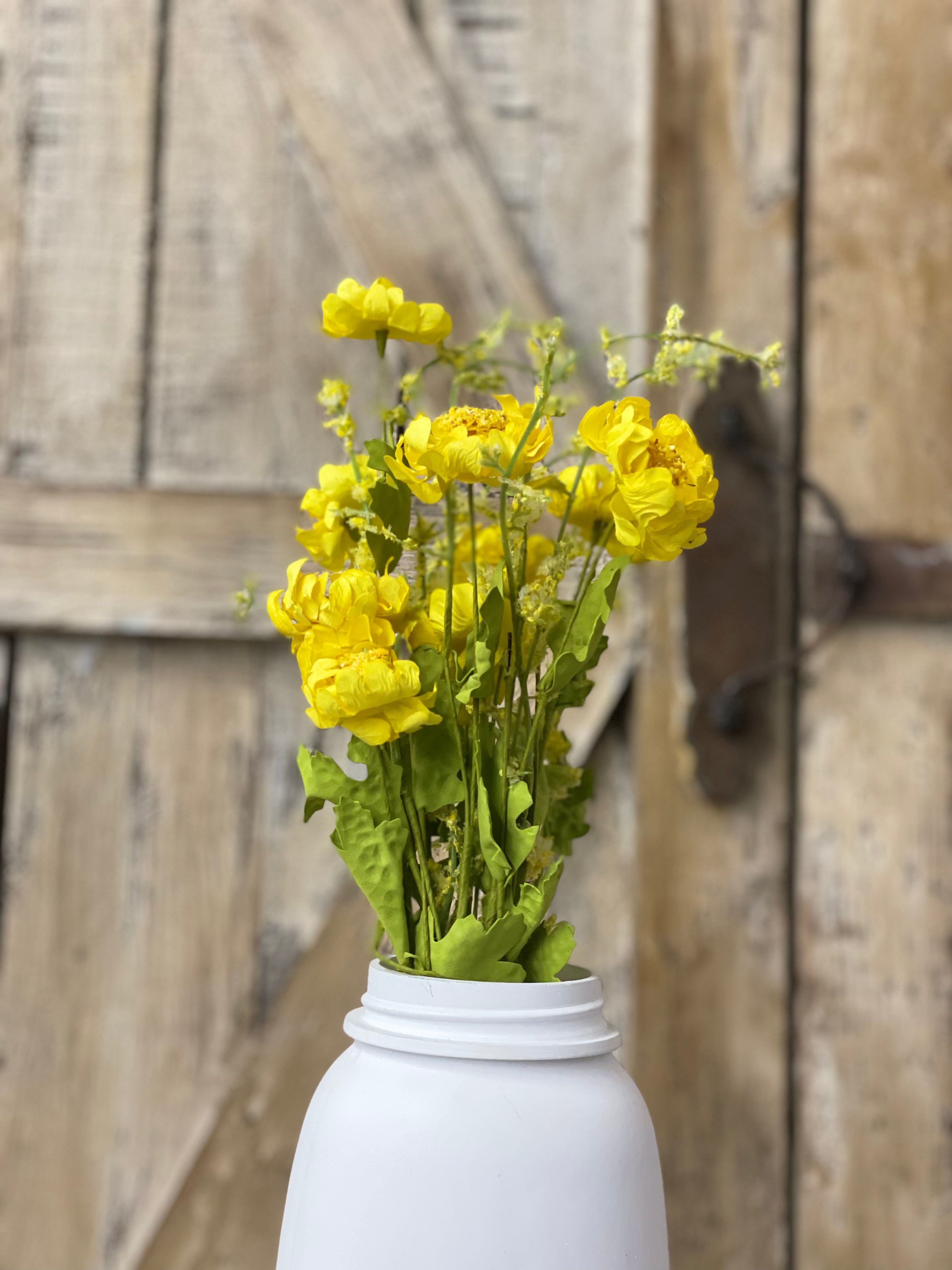 Yellow Buttercup Floral Spray – Flowers and Gray